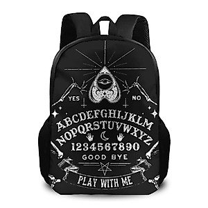 NiYoung Basic Laptop Backpack Stylish Bookbag Durable Vintage Skeleton Magic Ouija Board Black Laptop Backpack with Padded Straps for High School College Gift