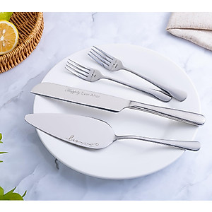 iooiluxry Cake Cutting Set for Wedding, Wedding Cake Knife and Server set Silver Cake Cutter Set and Pie Server Spatula for Wedding Anniversary Birthday Christmas Gifts (Silver)