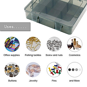Upgrade 9 Grids Plastic Organizer Box with Dividers, Craft Organizer, Plastic Jewelry Organizer Box, Small Parts Container, Box Organizer with Dividers for Beads, Earring, Rings, Buttons and so on…