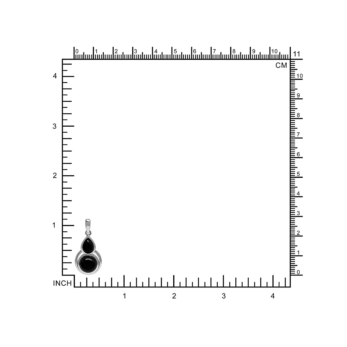 Silvershake Natural Black Onyx 925 Sterling Silver Contemporary Geometric Pendant