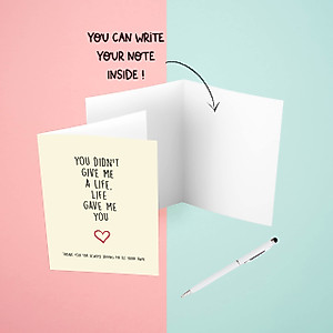 Cheerin Greeting Card with Envelope - Sweetest Day Card for Parents - Appreciation Card for Mom Dad - Thank You Card for Stepmom and Stepdad