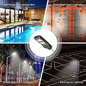 MATEPLUS 200W Solar Street Light 6000 Lumens Outdoor, 96LEDs IP65 Commercial Parking Lot Light with Remote & Motion Sensor for Yard, Basketball Court