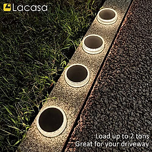 Lacasa Solar Deck Lights, 4 Pack 30LM Outdoor Solar Powered Step Lights, LED Dock Lights Natural White 4000K Light up All Night IP68 Waterproof Auto ON/Off for Garden Stairs Driveway Pathway Lighting