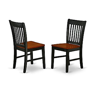 East West Furniture DLNO3-BCH-W 3 Piece Dining Room Table Set Contains a Round Dining Table with Dropleaf and 2 Wood Seat Chairs, 42x42 Inch, Black & Cherry