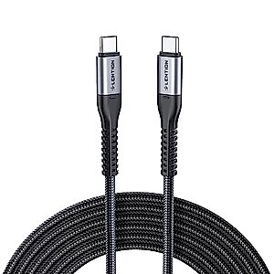 LENTION USB C to USB C Cable 6.6ft 60W, Type C 20V/3A Fast Charging Braided Cord Compatible with iPhone 15/15 Pro/15 Pro Max, 2023-2016 MacBook Pro, New iPad Pro/Mac Air/Surface, More (Grey)