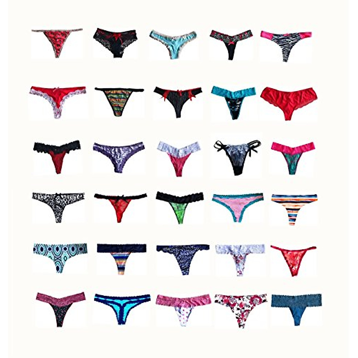 Morvia Varieties of Women Thong Pack Lacy Tanga G-string Bikini Underwear Panties (M, 10 Pcs)