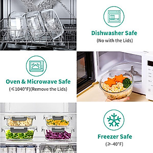 34pcs Glass Food Storage Containers with Lids Set, Airtight Glass Meal Prep Containers (17 Containers & 17 Lids), Leak Proof Lunch Containers BPA-Free, Microwave, Oven, Freezer, Dishwasher Safe-Grey