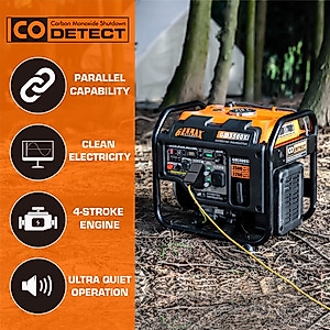 GENMAX GM3500Xi Open Frame RV Ready Inverter Generator-3500 Peak Watts-Gas Powered，Quiet Technology, EPA Compliant