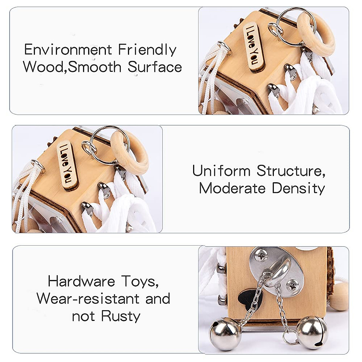 FIMIJORY Busy Cube for Toddlers 1-3 Year Old, Wooden Travel Toys for Toddlers, Busy Activity Board, Preschool Learning Toy, Lacing Beads Puzzles, 6in1 Learn to tie Shoes Toy Boys Girls