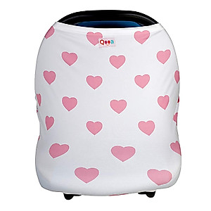 Qooa Baby Carseat Canopy Cover, Ultra-Soft and Stretchy Protect Baby, Multi-use Baby Carseat Cover for Nursing, Sleeping, Carseat, Stroller and Highchair