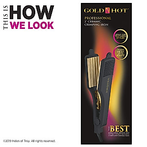 Gold N Hot Professional Ceramic 2” Hair Crimper Iron, 2 Inch (Pack of 1)