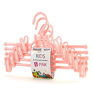 HANGERWORLD Set of 20 Pink Plastic Children's Hangers - Includes 10 Kid Coat Hangers & 10 Kids Pants Hangers, 11.8inch for Baby and Toddler Clothes