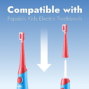 Papablic Kids Electric Toothbrush Replacement Heads Red (4 Pack)