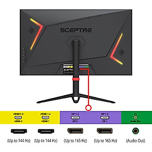 Sceptre 27-inch IPS 2K Gaming Monitor QHD 2560 x 1440p HDR400 up to 165Hz 1ms AMD FreeSync Premium DisplayPort HDMI 100% sRGB, Build-in Speakers Machine Black (E275B-QPD168)