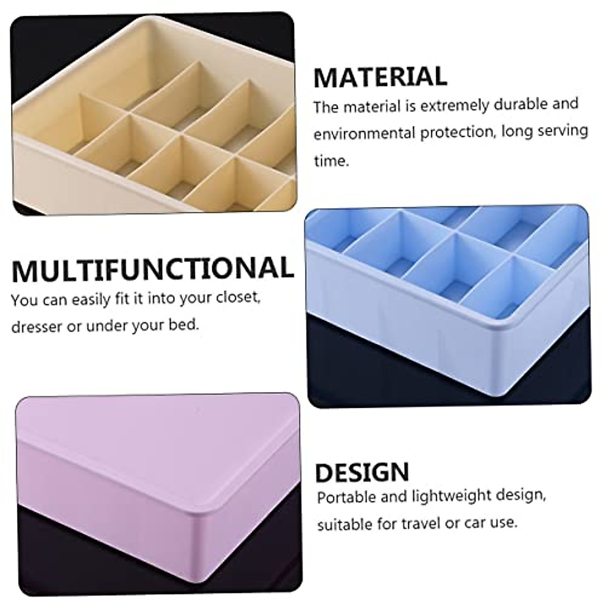 Alipis 1pc Box Storage Box with Lid Desk Trays Desk Drawer Plastic Container Bra Desk Divider Bra Organizer Box Bra Storage Box Underwear Organizing Box Underwear Organizing Case Sock