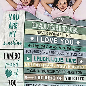 Daughter Gift from Mom Throw Blankets 60"X50" - to My Daughter Blanket from Mom - Valentines Day Gifts for Daughters - Daughter Gifts from Mom for Mothers Day Brithday Anniversary Wedding Graduation