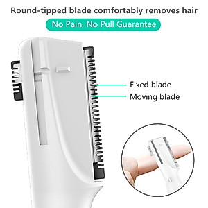 Funstant Eyebrow Trimmer, Precision Facial Hair Trimmer with Comb, Painless Battery Operated Eyebrow Razor for Women No Pulling Sensation for Face Chin Neck, Upper-Lip, Peach-Fuzz