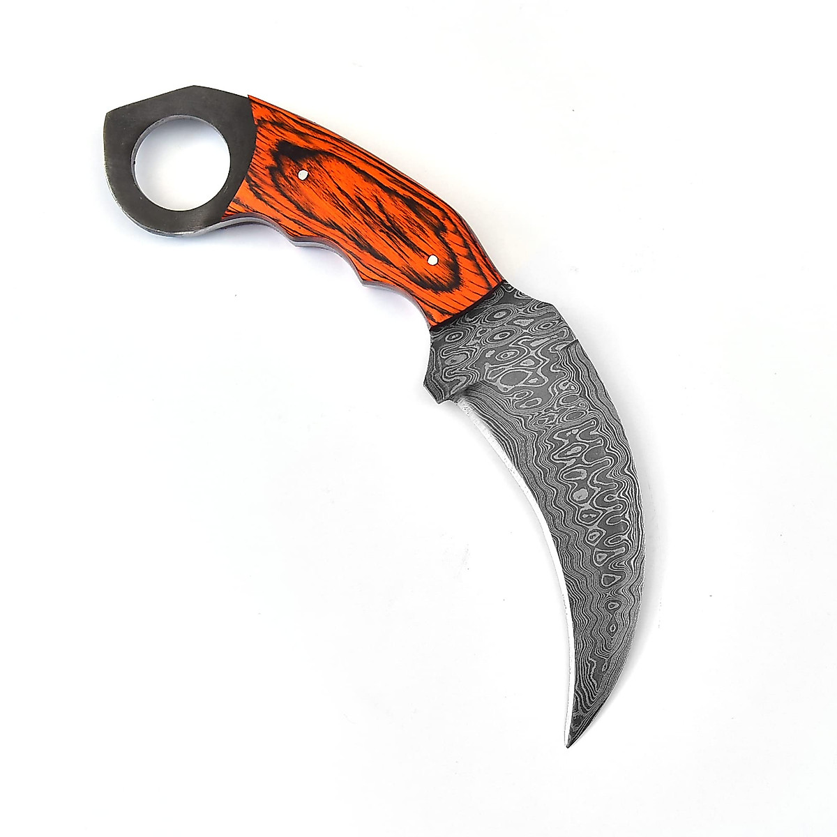 Armory Replicas Hunt For Life™ Wild Fixation Karambit Knife | Fixed Blade Damascus Steel Outdoor Knife