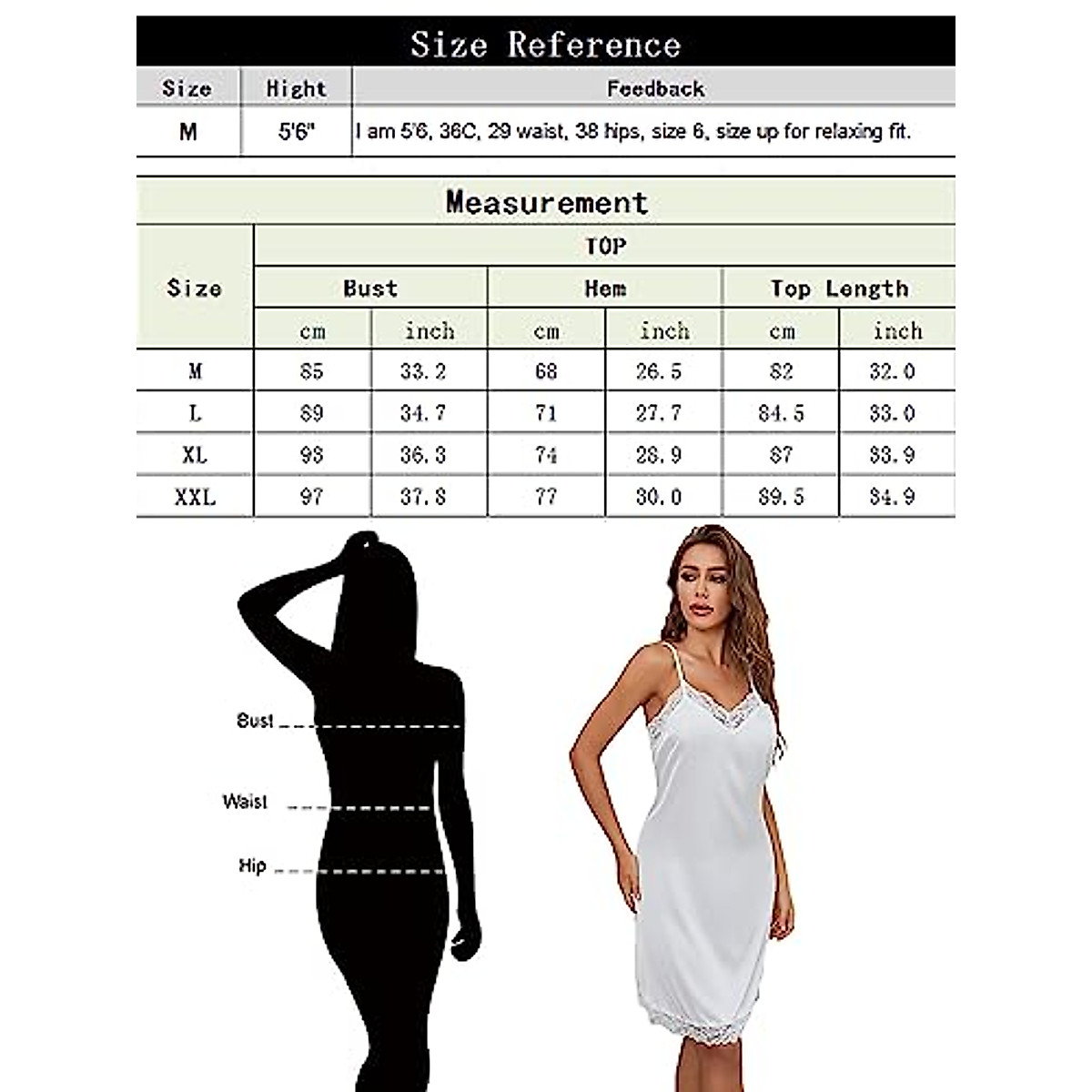 Fenteng Women's Slip Nightgowns Satin Sleepwear Lace Chemises Silky Sleeveless Sleepdress Cami Nightdress Comfy Nightshirt (Black1, XL)