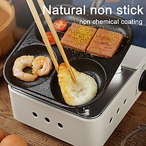 JUSTUP Nonstick Frying Pan,3-in-1 Cast Iron Egg Pan Divided Grill Pan,3-Section Versatile Breakfast Skillet,Cooking Pan for Egg,Steak and Burgers (Black)