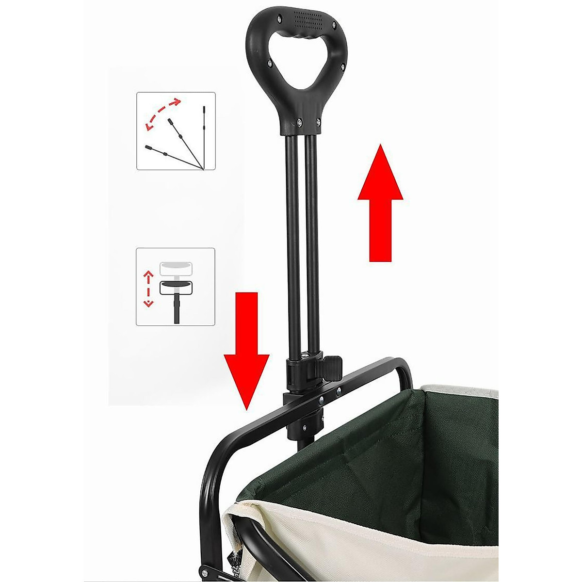 LAHTI Outdoor All-Terrain Folding Wagon, Collapsible Wagon with Adjustable Handle for Camping, Sports, Shopping Classic(White)/Wheels5inch