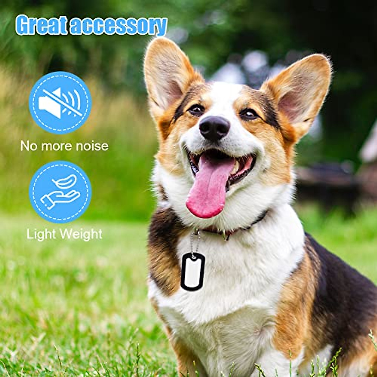 16Pcs Dog Tag Silencer with Chain, Silicone Dog Tag Silencer for Pet Collar, Rectangle Dog Tags to Reduce Noise