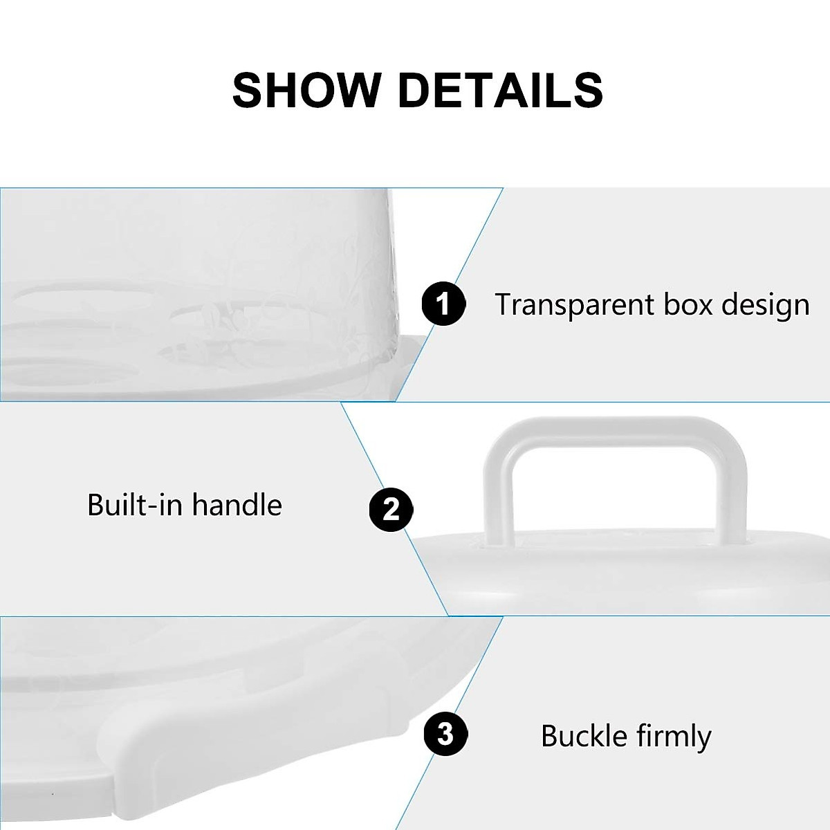 Portable Cake Keeper Cake Containers Carriers with Handle Cake Packaging Case Fresh Keeping Container with Lid Cake Cake Container Dome Cake Storage Box (White)