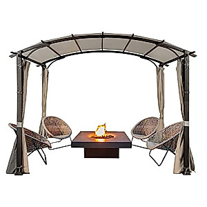 Joyside 11'x11' Outdoor Pergola with Sidewalls - Arched Top Outdoor Pergola with Metal Steel Frame and Textilene Top Canopy, Ideal for BBQ Party & Family Gathering, Grey Top