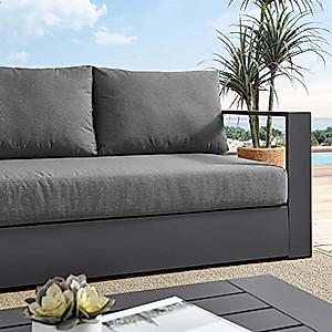 Modway Tahoe Outdoor Patio Powder-Coated Aluminum Sofa, Gray Charcoal