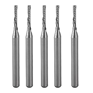 LIBOQIAO 1/8-Inch Shank Diameter 1.5mmx10mm 1 Flute Single Flute Downcut Spiral End Mill CNC Router Bit for Acrylic, PVC, MDF,Aluminium