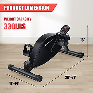 Goplus Mini Exercise Bike, Stationary Magnetic Under Desk Bike Pedal Exerciser with LCD Digital Monitor, 16 Adjustable Resistance, Portable Cycle Pedal Machine for Arm & Leg Workout