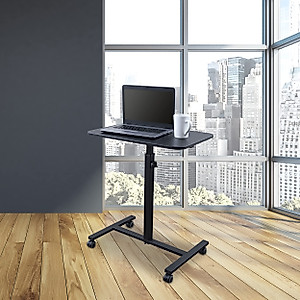 Stand Up Desk Store Height Adjustable Single Column Rolling Standing Desk Laptop Stand - Black