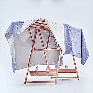 CZDYUF Aluminum Alloy Clothes Drying Hanger Floor Folding Clothes Rack Indoor Balcony Home Baby Clothes Drying Quilt Hanger (Color : Pink, Size : 110 * 47 * 11cm)