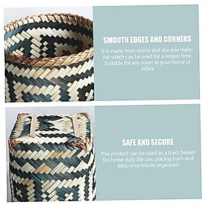 Paper Bins, Wicker Trash Can 7.9x8.3 inch Round Wicker Waste Basket Vintage Natural Bamboo Wicker Bathroom Trash Can for Bedroom Office Plant