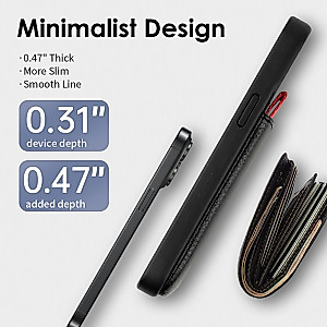 LAMEEKU Case for iPhone 15 Pro Wallet Case, Leather Case with Card Holder, Card Slots Case, RFID Blocking Protective Purse Phone Cover Gift for Women Men Compatible with Apple iPhone 15 Pro 6.1" Black