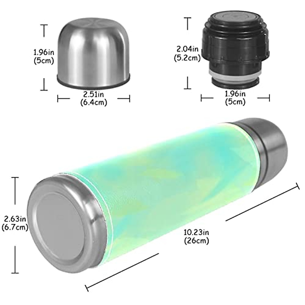 Stainless Steel Leather Vacuum Insulated Mug Psychedelic Thermos Water Bottle for Hot and Cold Drinks Kids Adults 16 Oz