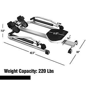 Health & Fitness Dual Function Magnetic Rowing Machine w/Digital Monitor, Multi-Exercise Step PlatesHome Use - Folding,for Cardio Exercise, Soft Seat