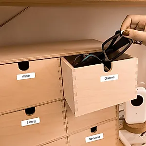 Phomemo D30 Label Maker Tape, Black on White Sticker Thermal Paper, Pre-Cut Self-Adhesive Label Tapes, 14 x 30mm /0.55 x 1.1 Inch (1/2" x 1 1/8") 210 Tapes/Roll, 3-Roll