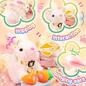 Tagitary Plush Toys Electronic Toy with Sounds,Wiggling Ears,Twitching Mouth and Nose, Interactive Rabbit Toy for Kids with Leash,Easter Christmas Birthday Gift for Toddlers Kids