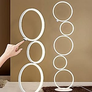 Floor Lamp for Living Room , Modern Ring Style , 24W Standing Lamp for Bedroom , 3 Brightness Levels Dimable with Touch Switch 3000K LED,39 Inches, Tall Lamp For Office, Kids Room, Reading Room(White)