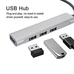 Uonlytech 4 1 hub hub 4 Port USB Hub Slim Portable Data Hub USB Docking Station USB-C to USB Portable USB HUB USB C to USB Computer Adapter Converter Black Mirrored Acrylic Multifunction