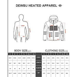 DEWBU Heated Jacket for Men with 12V Battery Pack Winter Outdoor Soft Shell Electric Heating Coat, Men's Black, L