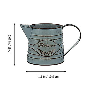 DOITOOL Metal Buckets Flower Pot Galvanized Tinplate Tin Pails Planter Pot Garden Container Vintage Bonsai Pot Pitcher Holder Farmhouse vase for Home Garden Dried Fresh Flower