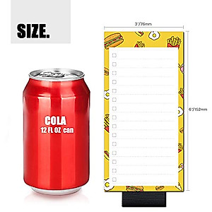 5 Pack Magnetic Notepads with Pen Holder for Fridge, Full Magnet Back Notepad, To Do List, Grocery Shopping, Fast Food Theme, 6 x 3 Inches, 50 Sheets, Memo Pad for Fridge, Locker, File Cabinet, etc