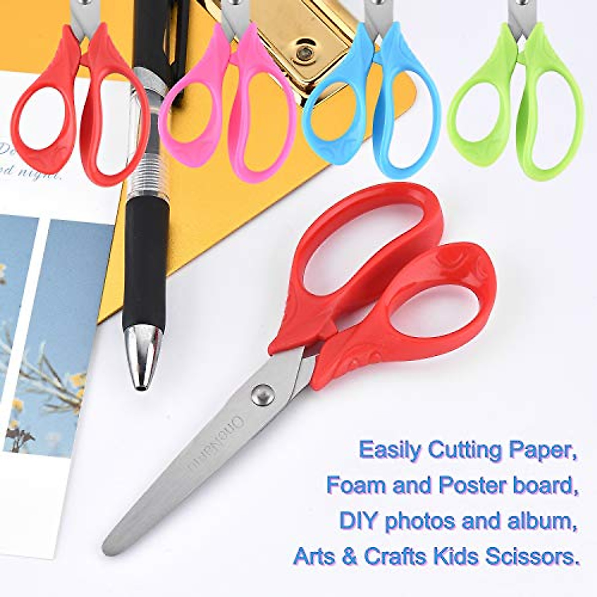 5" Kids Scissors 12 Pack,Kid Safety Scissor For School Scissors Soft Comfort-Grip Handles Sharp Blade Blunt Student Scissors ages 4+,Child Small Scissors,Crafting