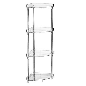 Decdeal 4-Tier Corner Storage Shelf Organizer for Cosmetics, Bathroom Countertop, Vanity Tray, Kitchen Standing Shelf