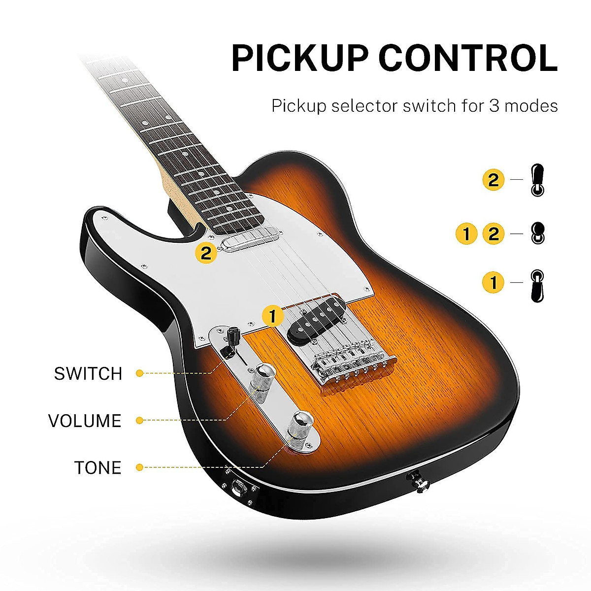 Donner Electric Guitar Cable 10 ft & 39 Inch Left Handed Electric Guitar with Bag, Strap, Cable,DTC-100SL