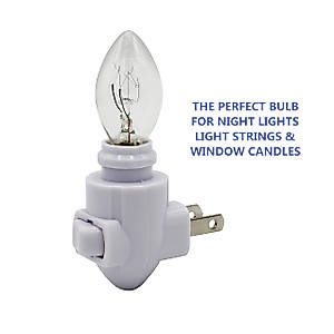 Creative Hobbies (25 Pack Night Light Bulbs, C7, Clear, Steady Burning, 4 Watt, Candelabra Base E12 (Chandelier Size Base)