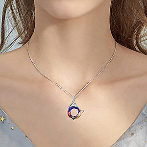 Dreamboat Sterling Silver Cat Necklace for Women Crystal Necklace Cute Animal Necklace Kitten Necklace Cat Pendant Red Paw Print Necklace Cat Jewelry Gifts