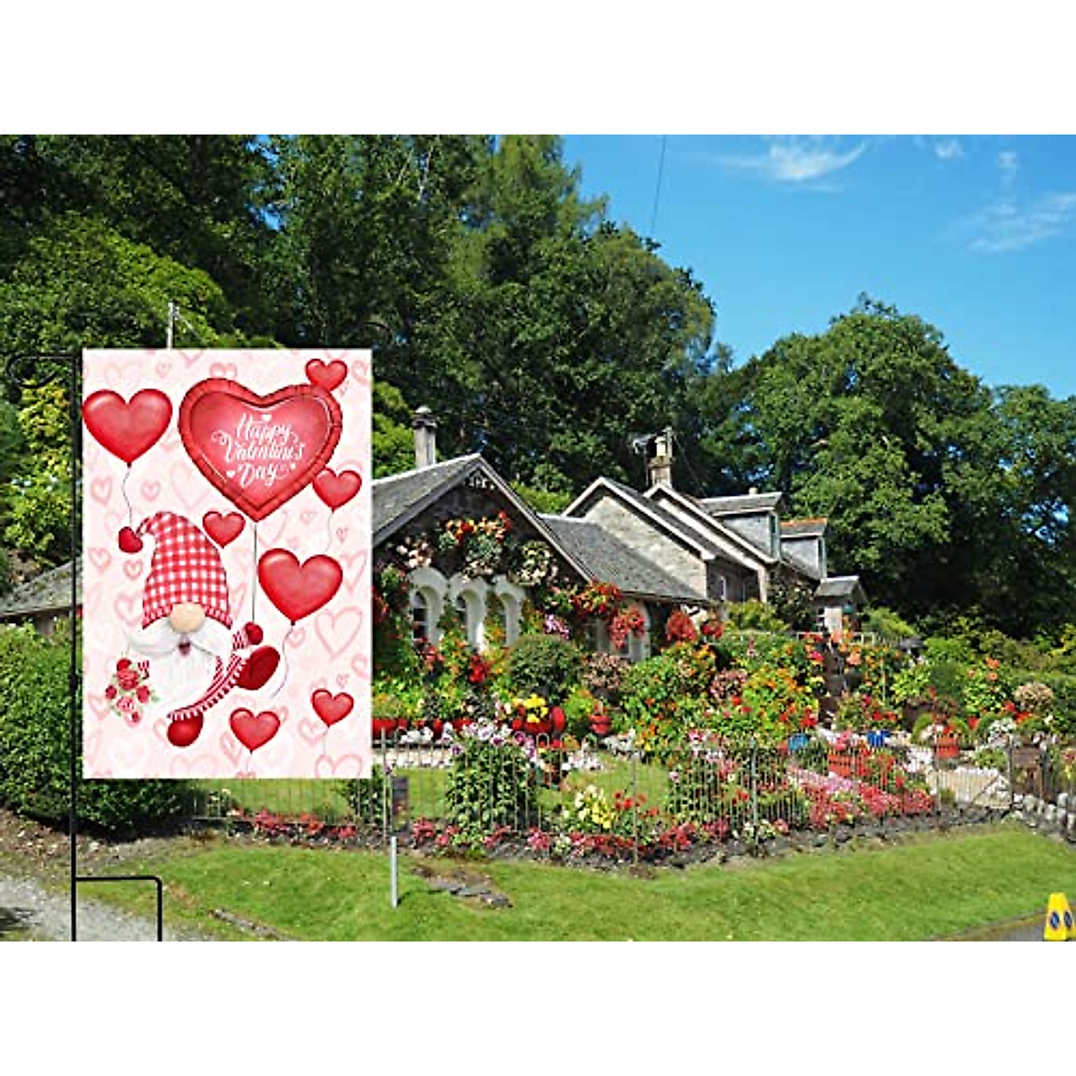 Akeydeco Valentine's Day Flag,12x18 Inch Valentine's Heart Garden Flag Double Sided Printing Valentine Flags for Your Valentine's Day Decoration
